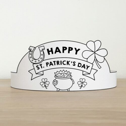 St. Patrick's Day Paper Crown Headband Printable Coloring Craft ...