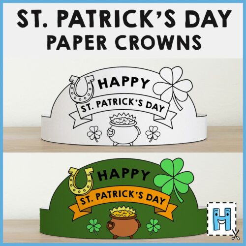 St. Patrick’s Day Paper Crown Headband Printable Coloring Craft ...