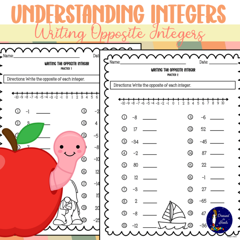 Understanding Integers: Writing Opposite Integers | Made By Teachers