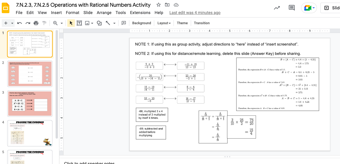 7.N.2.3, 7.N.2.5 Operations with Rational Numbers Activity | Made By ...