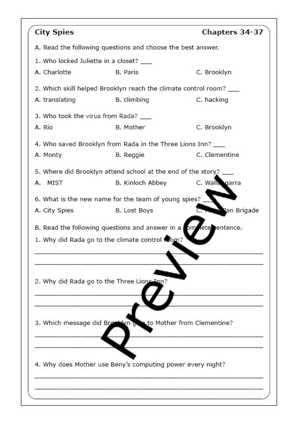 James Ponti "City Spies" worksheets | Made By Teachers