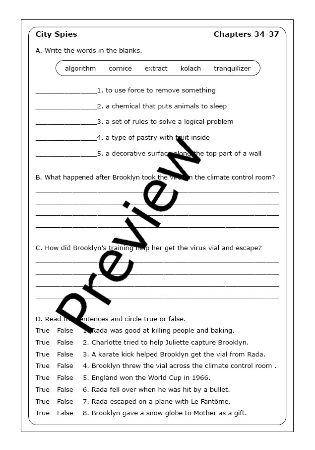 James Ponti "City Spies" worksheets | Made By Teachers