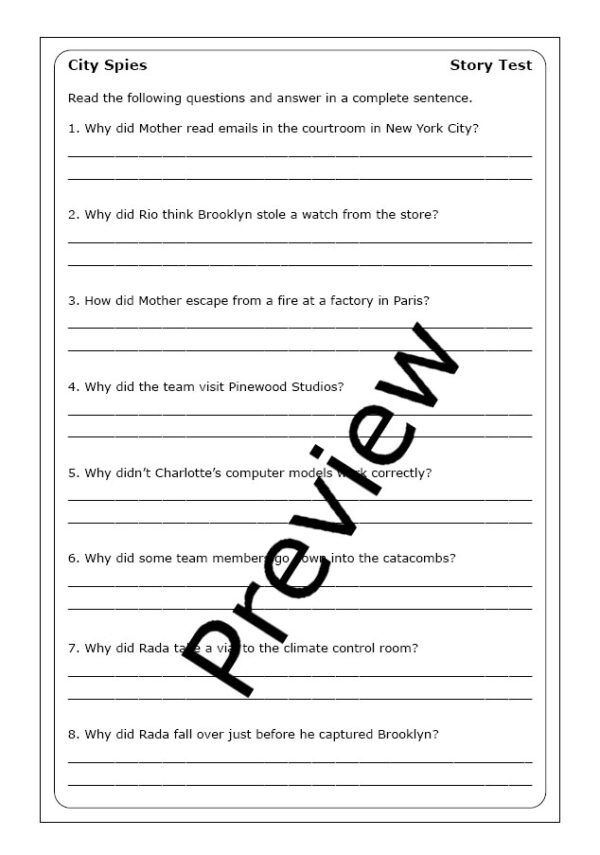 James Ponti "City Spies" worksheets | Made By Teachers