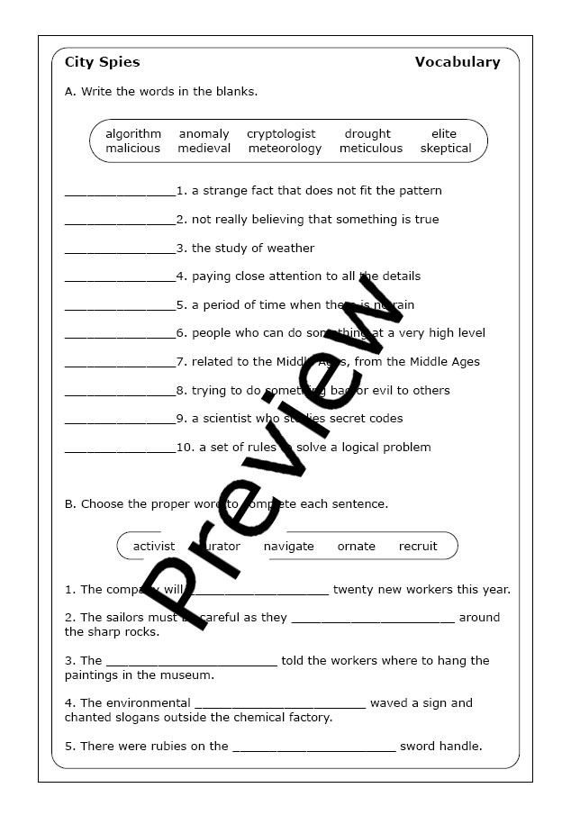 James Ponti "City Spies" worksheets | Made By Teachers