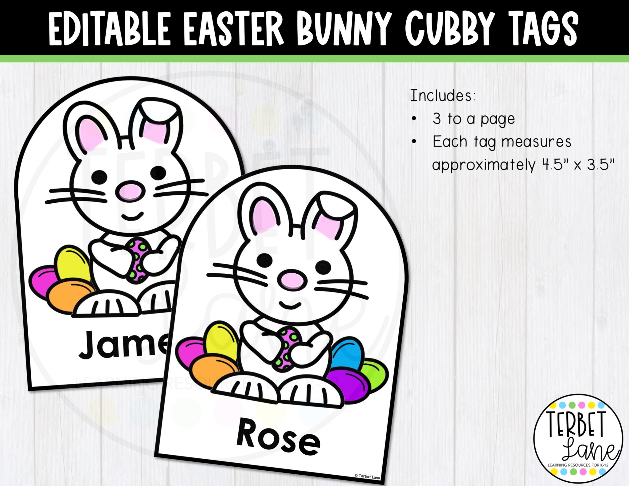 Editable Easter Bunny Cubby Tags | Locker Labels | Made By Teachers