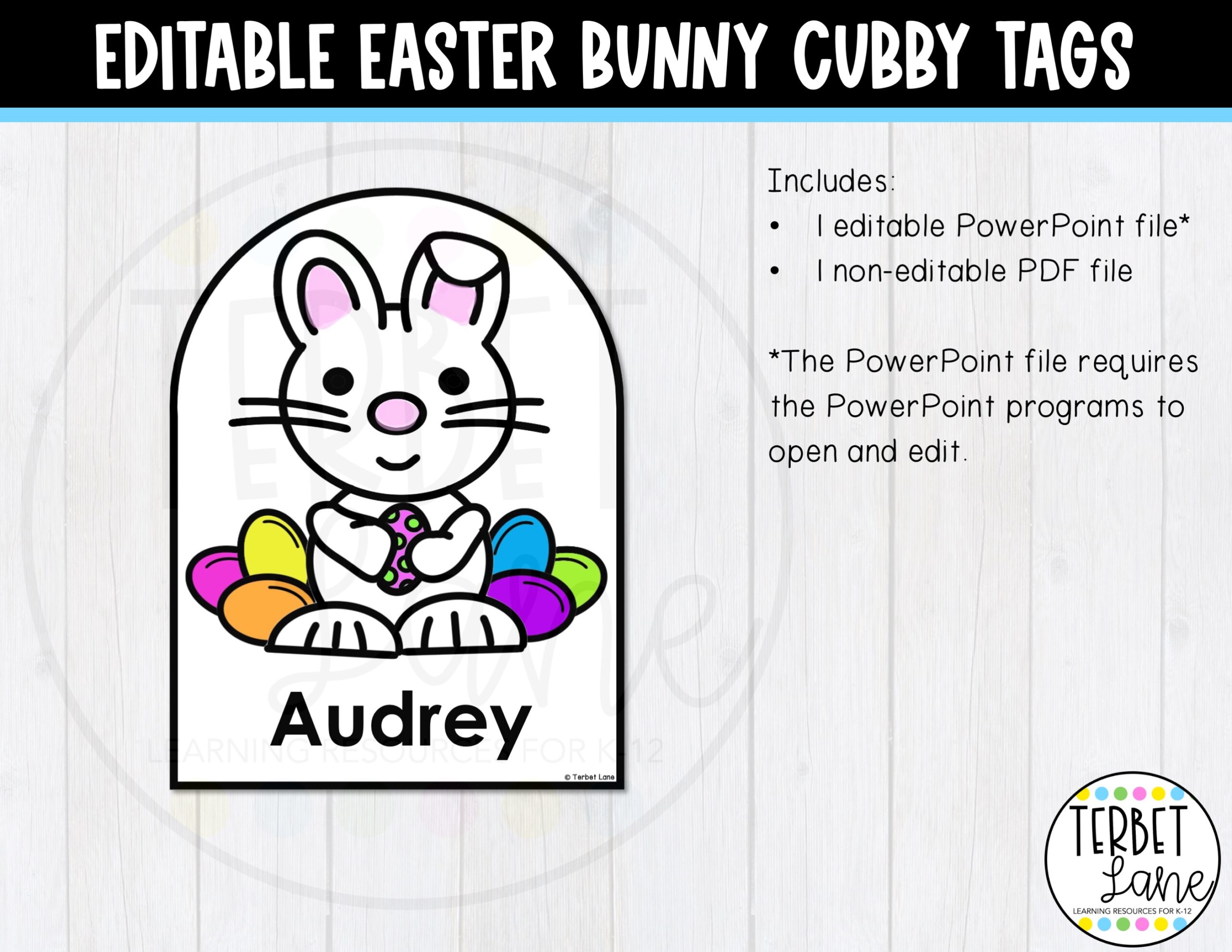 Editable Easter Bunny Cubby Tags | Locker Labels | Made By Teachers