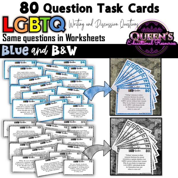 LGBTQ Questions, LGBTQ Pride, LGBTQ Question Task Cards | Made By Teachers