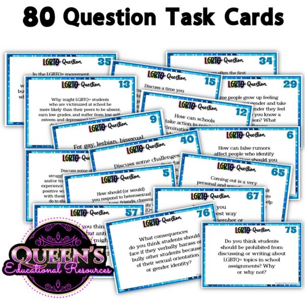 LGBTQ Questions, LGBTQ Pride, LGBTQ Question Task Cards | Made By Teachers