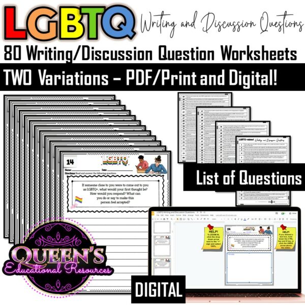 LGBTQ Questions, LGBTQ Pride, LGBTQ Question Task Cards | Made By Teachers