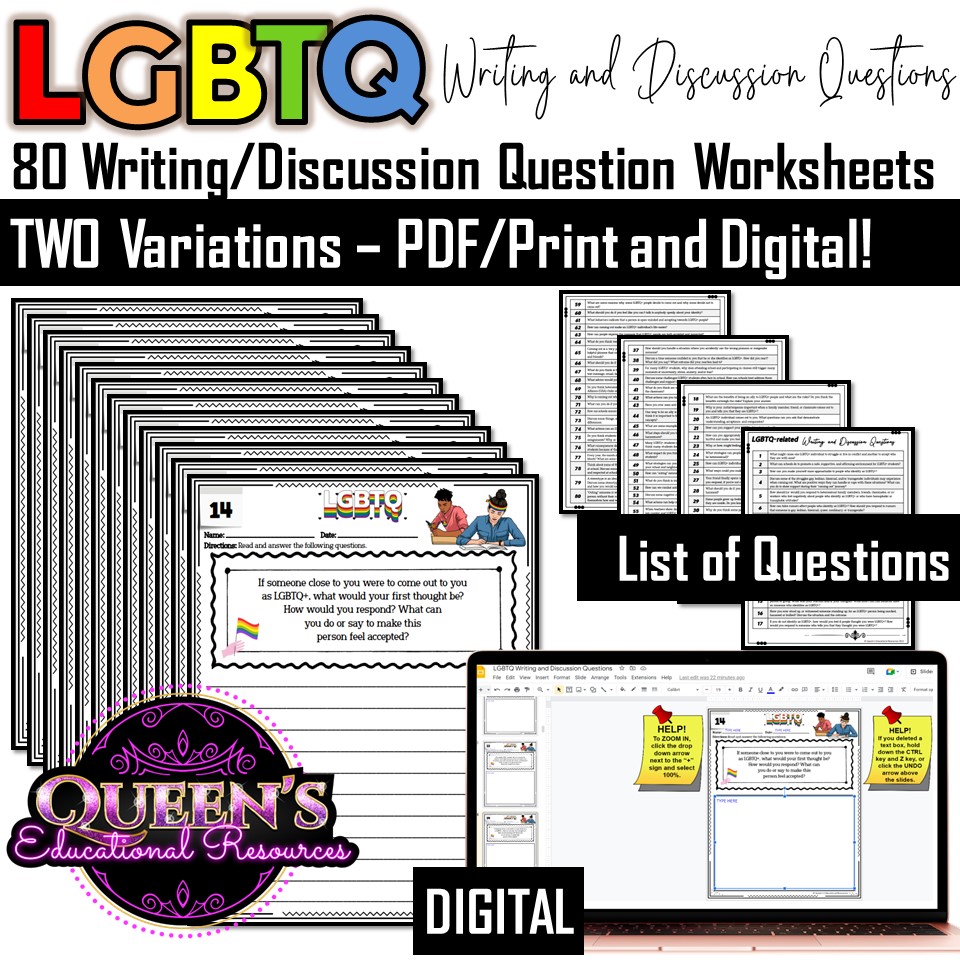 LGBTQ Questions, LGBTQ Pride, LGBTQ Question Task Cards | Made By Teachers