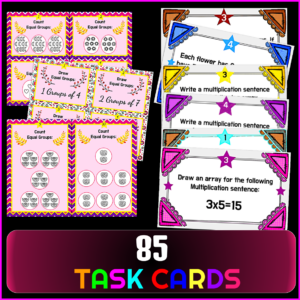 Equal Groups & Distributive Property Arrays Multiplication Strategies, Worksheets Task Cards ...