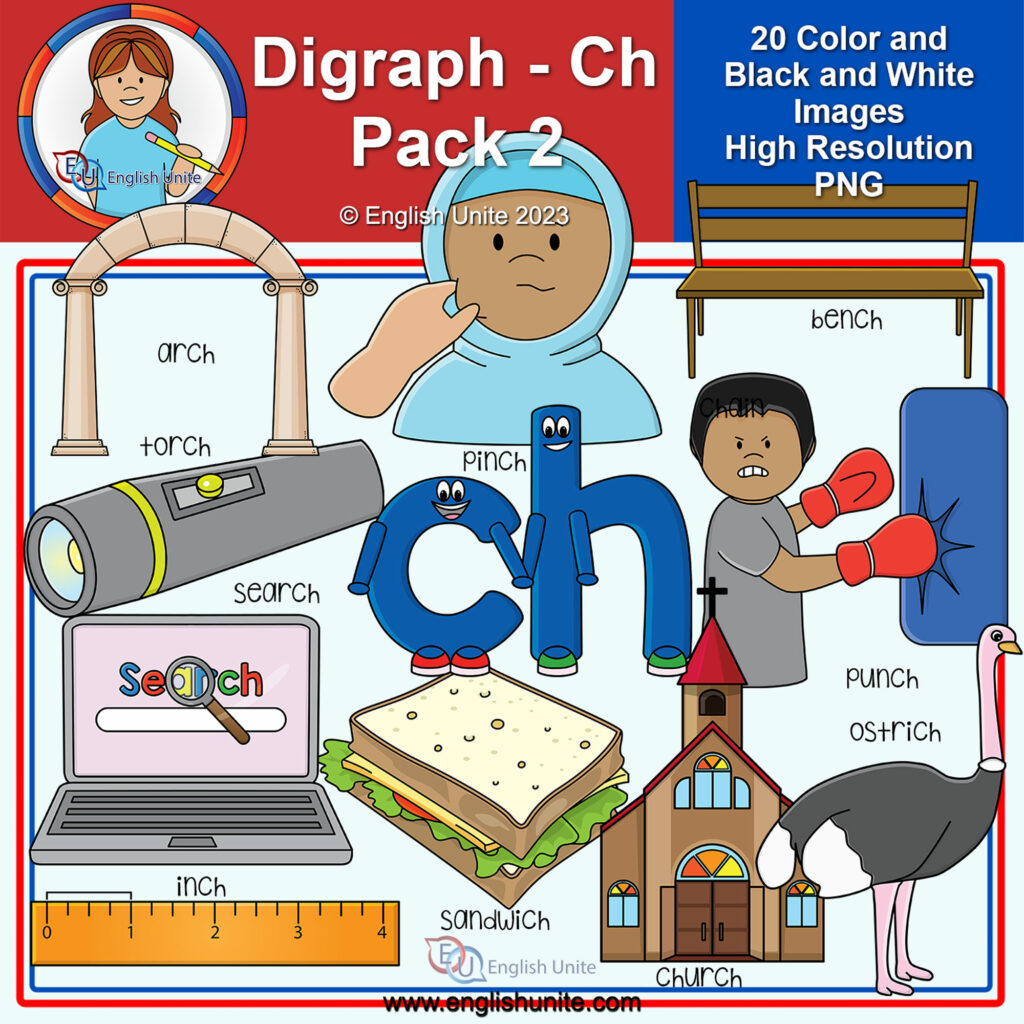Clip Art - Digraph Ch Pack 2 | Made By Teachers