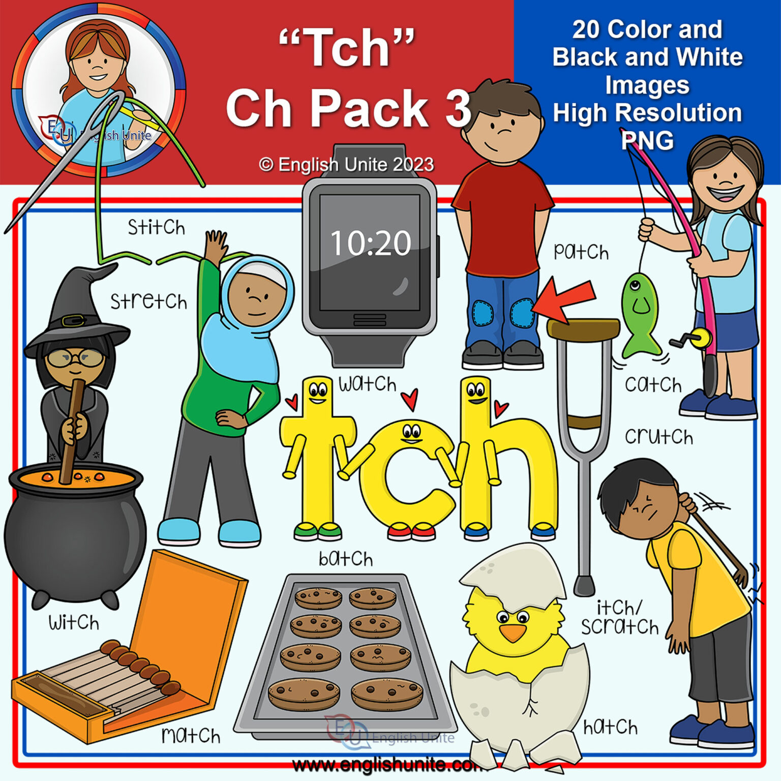 Clip Art - Digraph Ch Pack 3 (Tch) | Made By Teachers