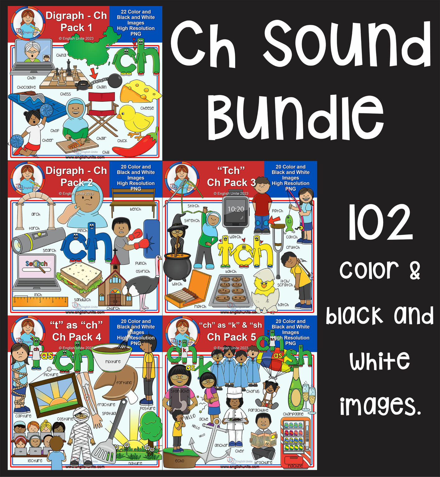 Clip Art - Digraph Ch Sound Bundle | Made By Teachers