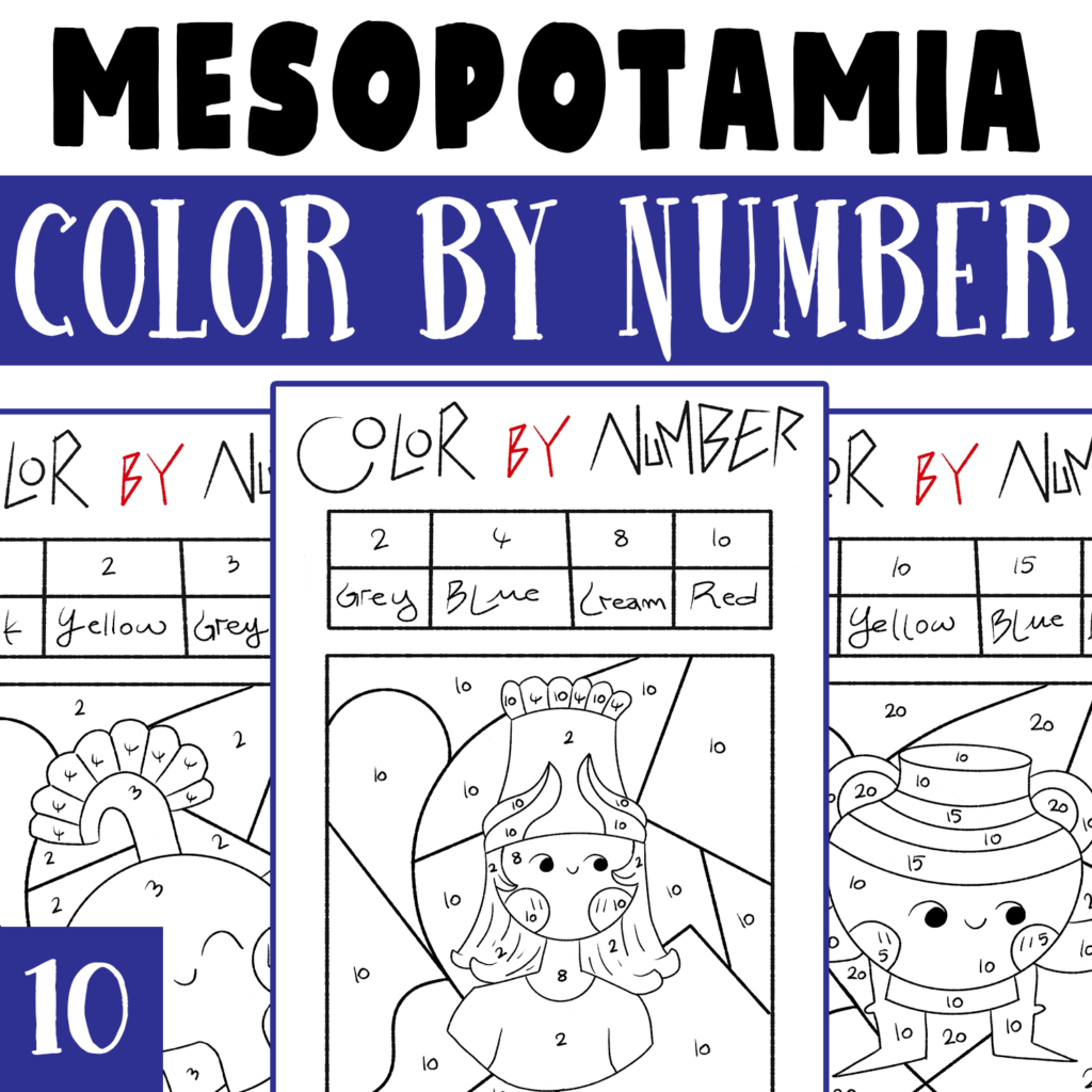 Ancient Mesopotamia Color by Number, Mesopotamia Coloring Worksheets ...