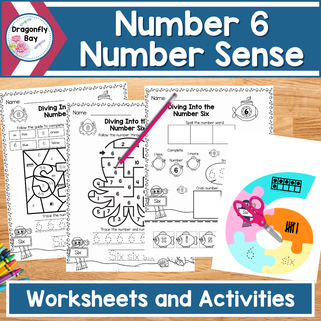 Number 6 Number Sense Worksheets Color by Codes and Center Activities ...