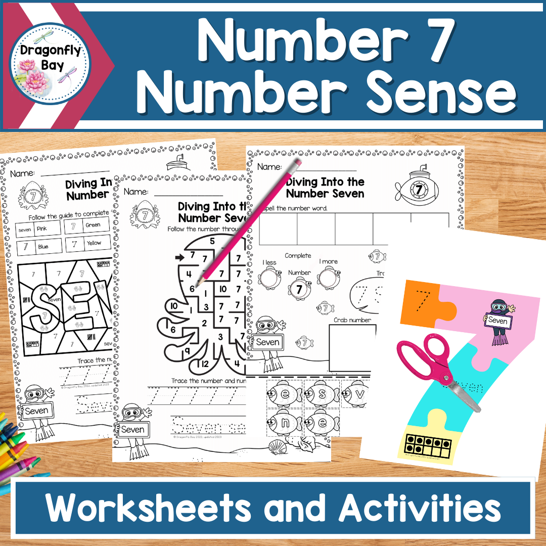 Number 7 Number Sense Worksheets Color by Codes and Center Activities ...