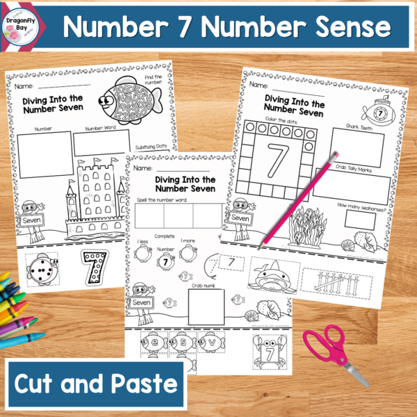 Number 7 Number Sense Worksheets Color by Codes and Center Activities ...