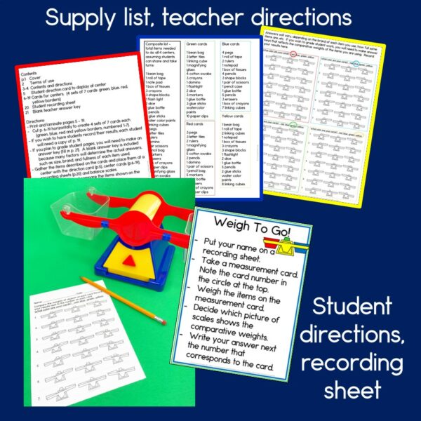 Weight Center Comparing Weight with Balance Scales and Classroom ...