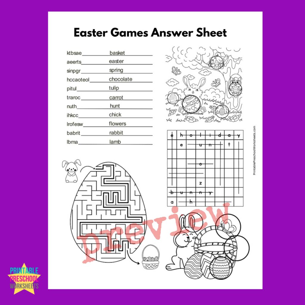 Easter Educational Games Worksheets, with Answers Key | Made By Teachers