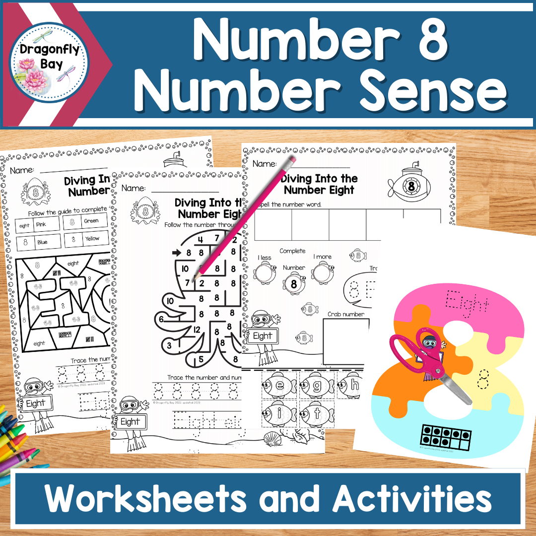 Number 8 Number Sense Worksheets Color by Codes and Center Activities ...