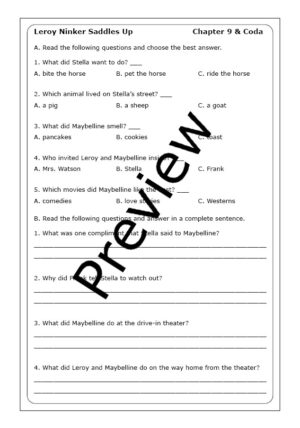 Kate DiCamillo "Leroy Ninker Saddles Up" worksheets | Made By Teachers