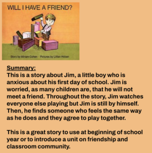 WILL I HAVE A FRIEND? BY MIRIAM COHEN READING LESSONS & ACTIVITIES ...