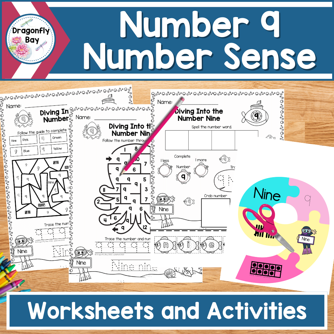 Number 9 Number Sense Worksheets Color by Codes and Center Activities ...