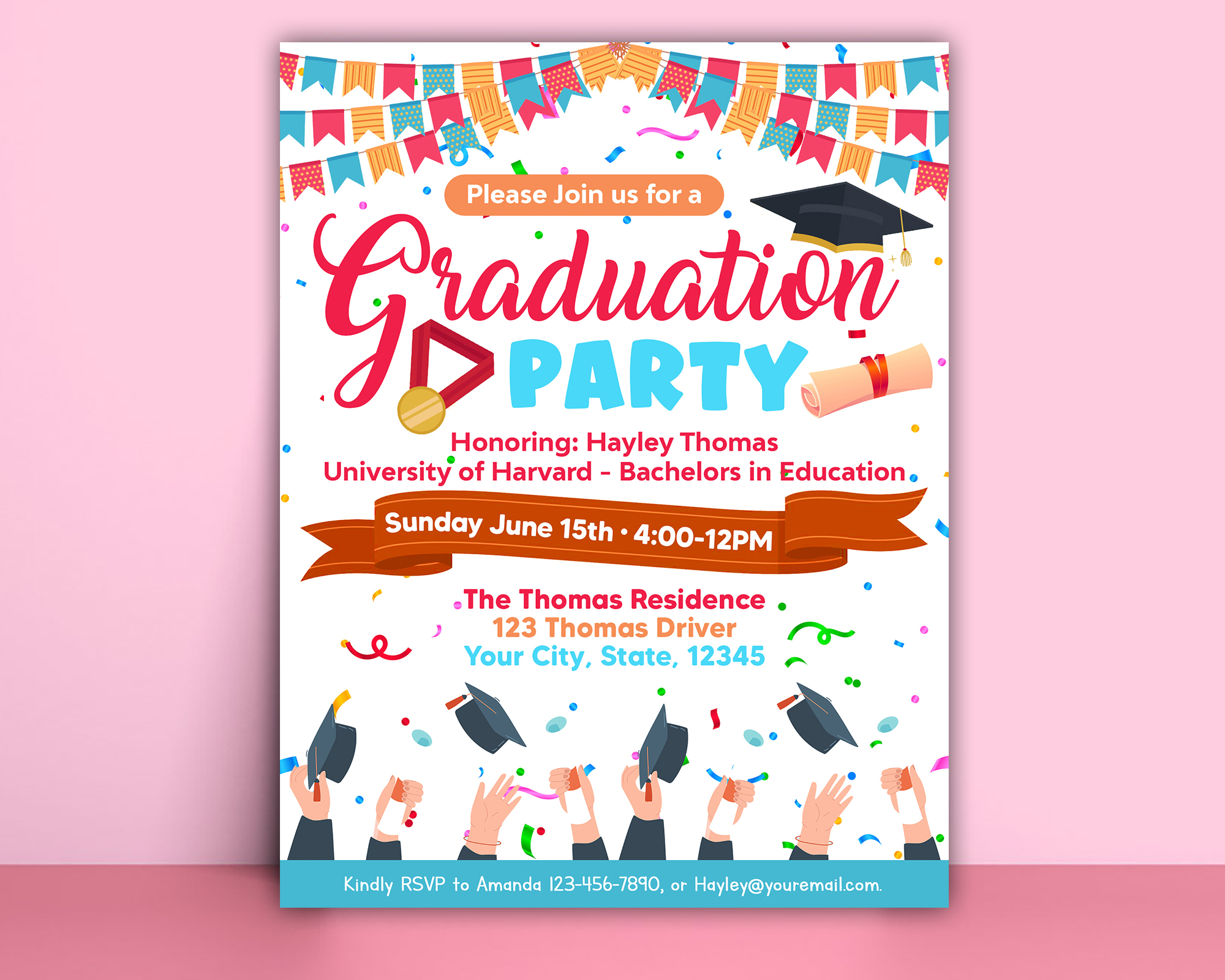 Editable Graduation Party Invite Flyer, Grad Ceremony Template | Made ...