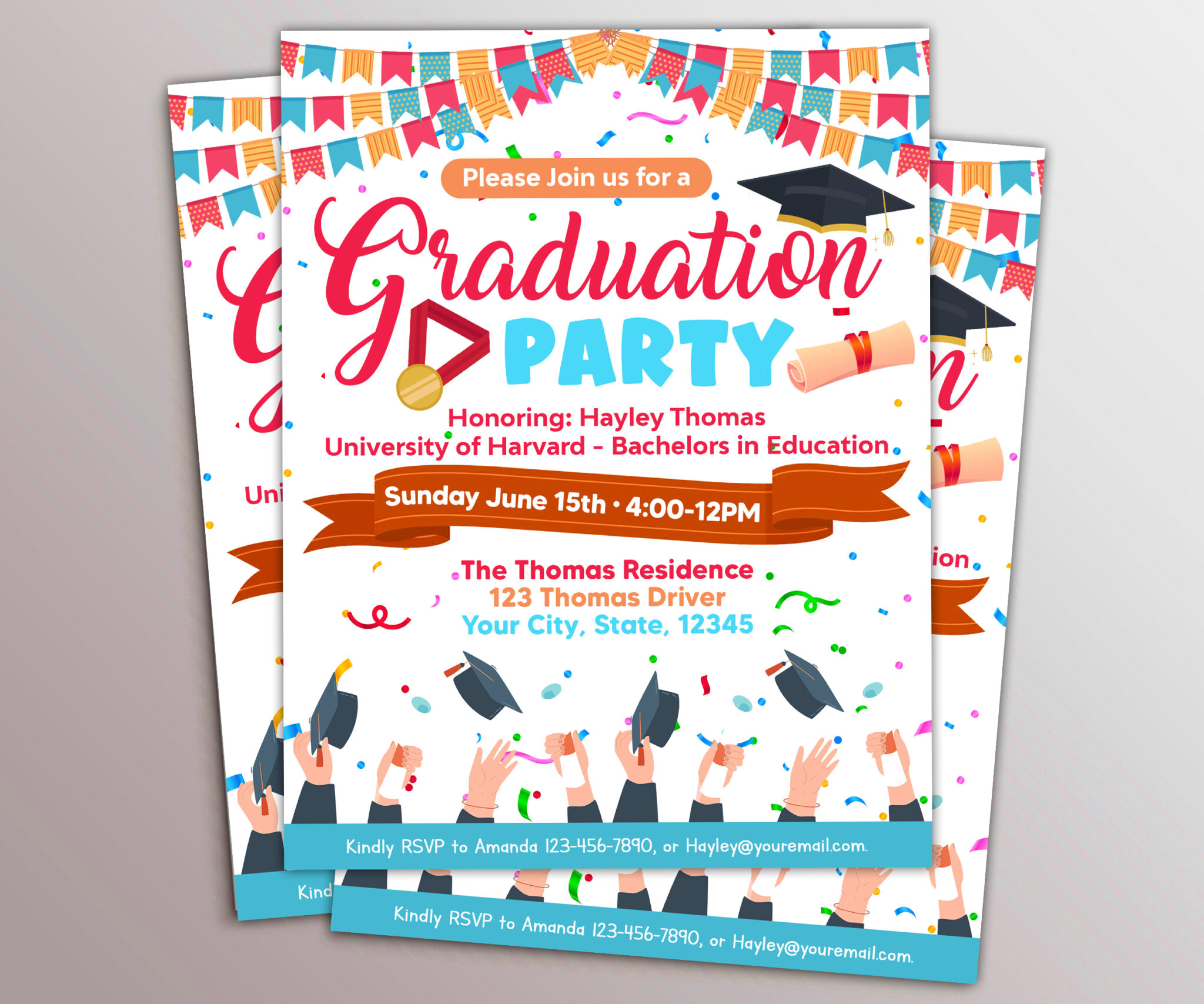Editable Graduation Party Invite Flyer, Grad Ceremony Template | Made ...