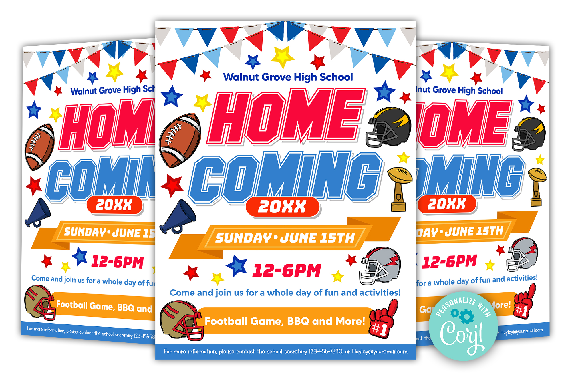 Editable Home Coming Flyer, Football Theme Fundraiser Template | Made ...