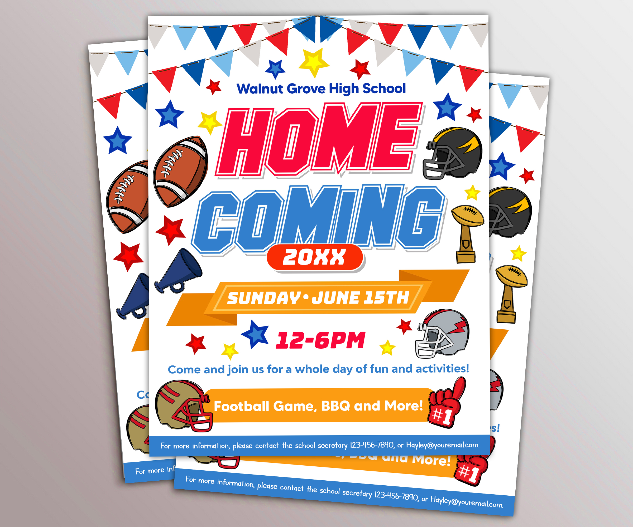 Editable Home Coming Flyer, Football Theme Fundraiser Template | Made ...