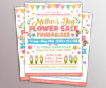 Editable Mother's Day Flower Flyer, Roses Carnation Fundraiser Template ...
