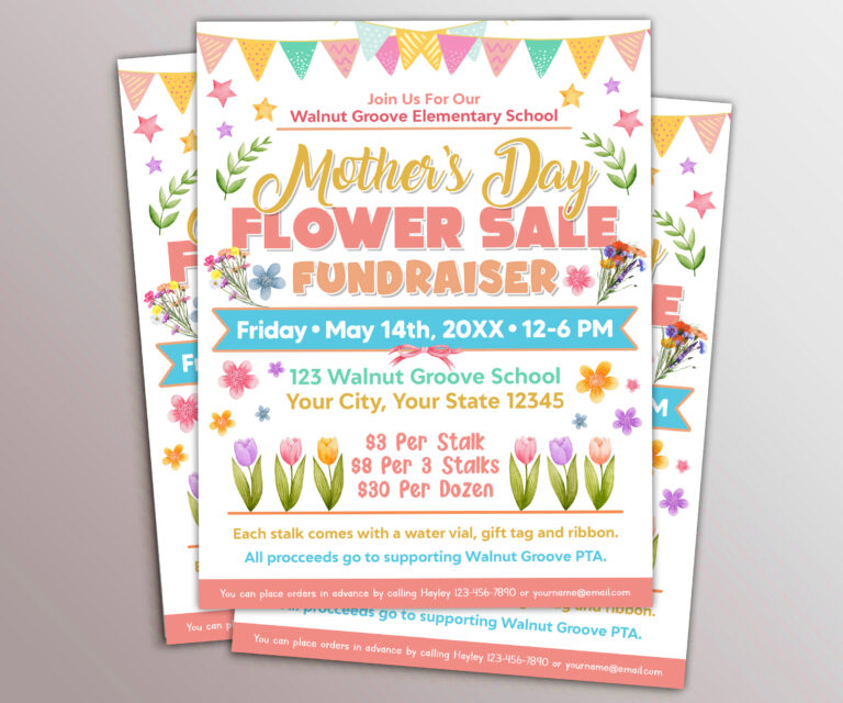 Editable Mother's Day Flower Flyer, Roses Carnation Fundraiser Template ...