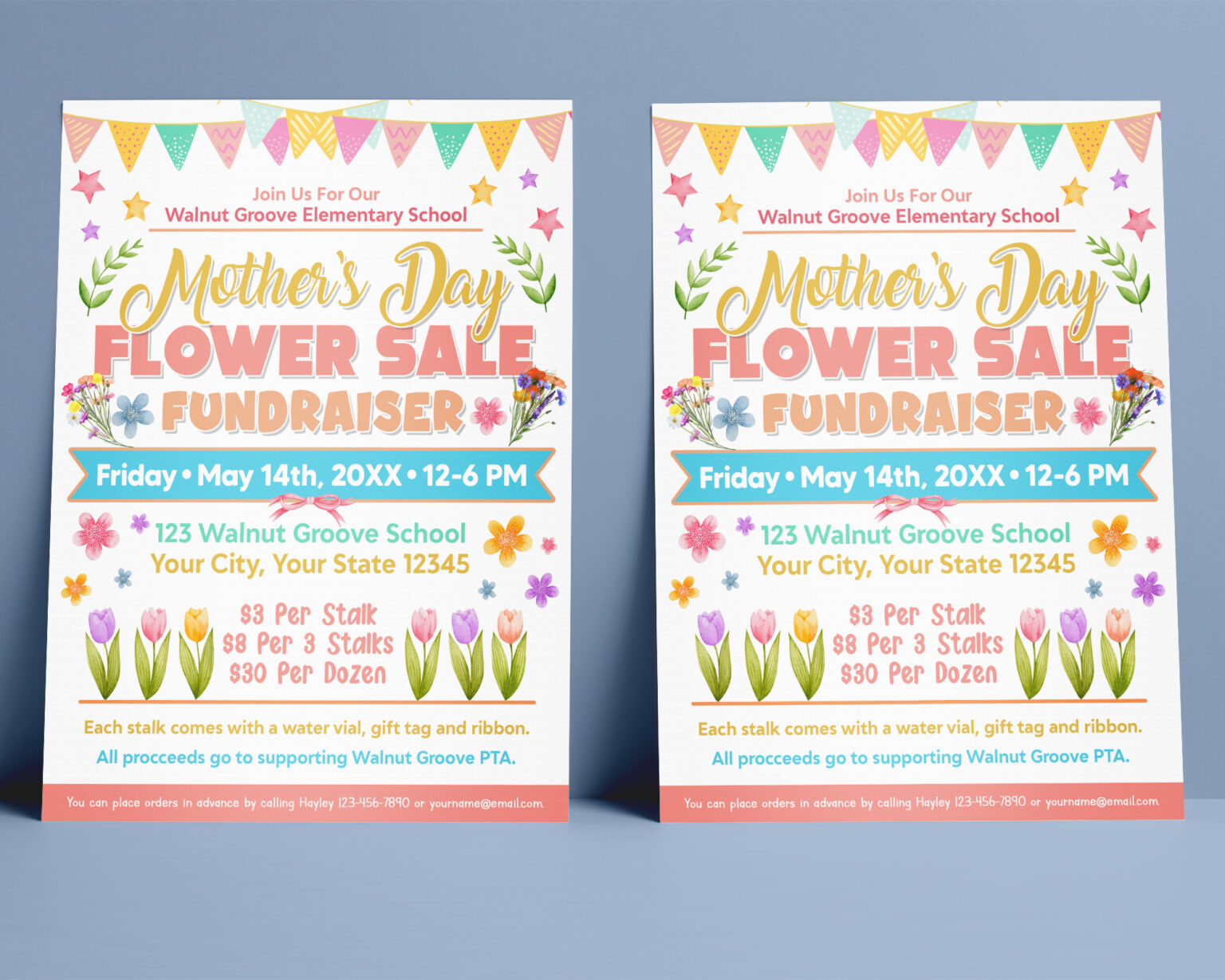 Editable Mother's Day Flower Flyer, Roses Carnation Fundraiser Template ...