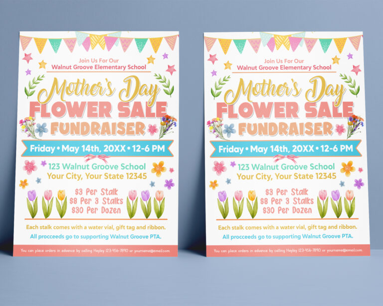Editable Mother's Day Flower Flyer, Roses Carnation Fundraiser Template ...