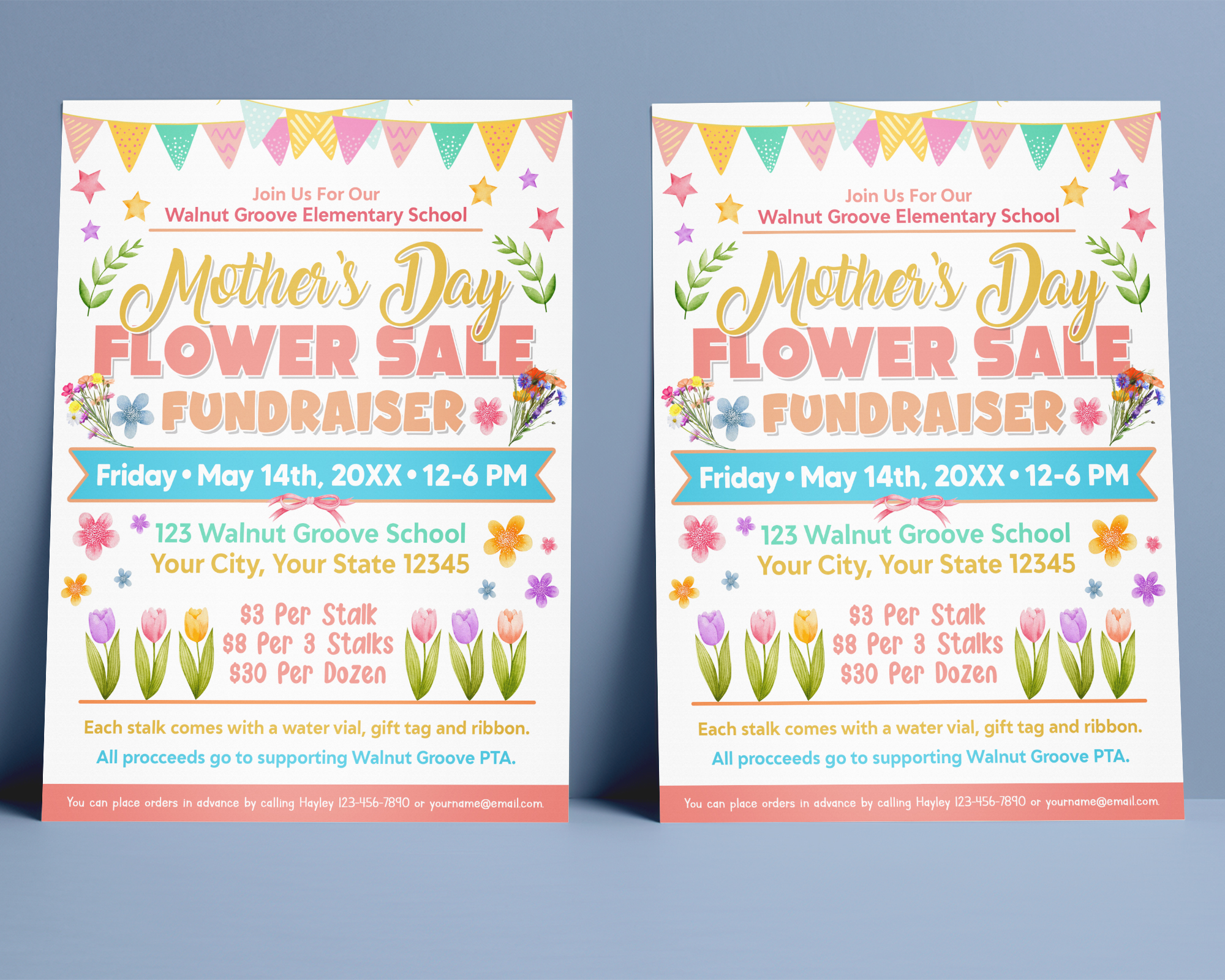 Editable Mother's Day Flower Flyer, Roses Carnation Fundraiser Template ...