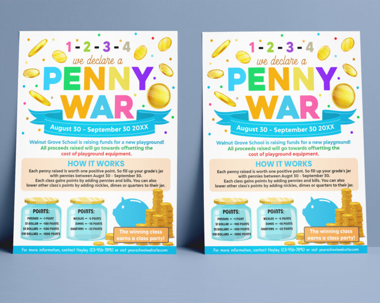 Editable Penny War Flyer, Fundraiser Event Template | Made By Teachers