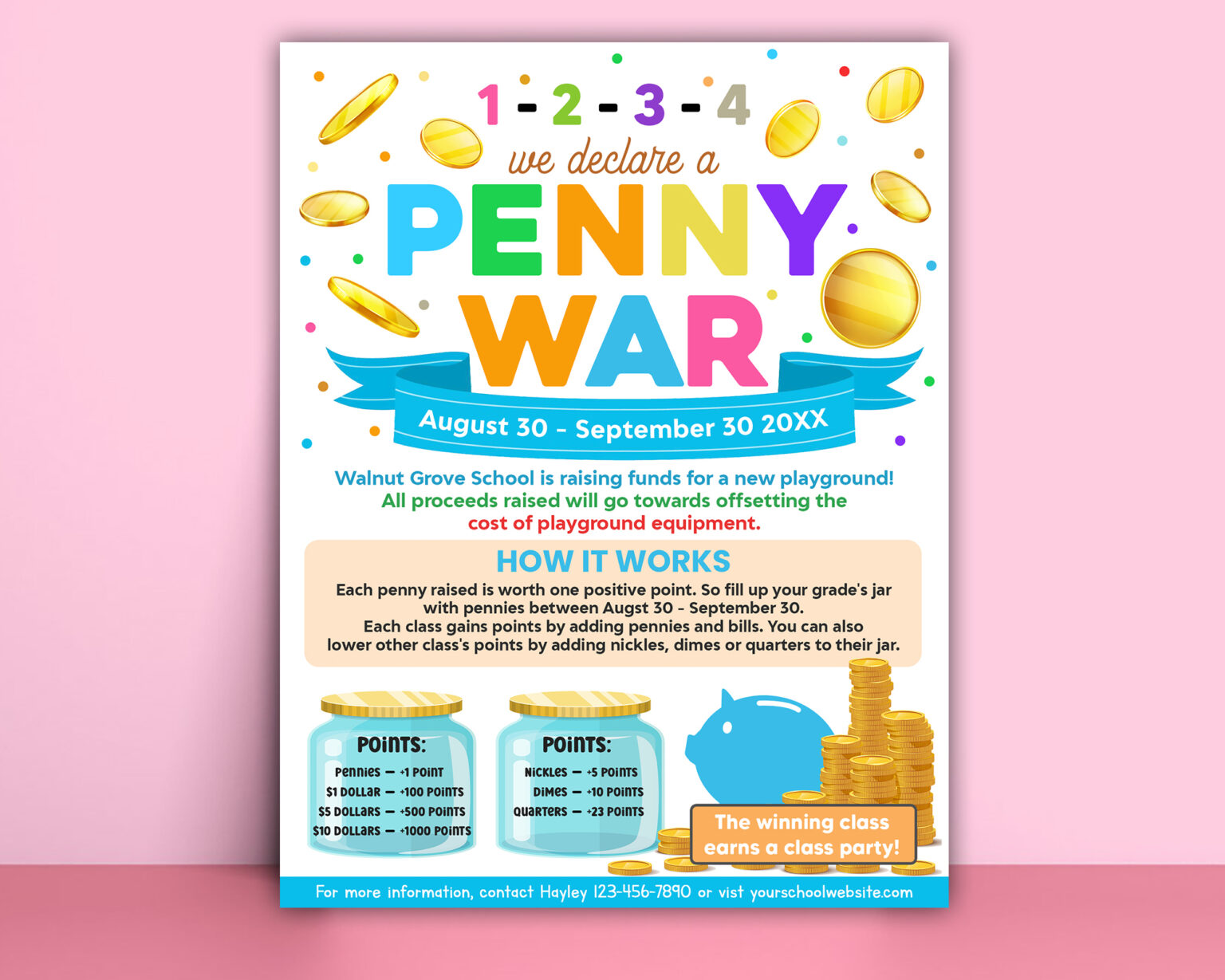 Editable Penny War Flyer, Fundraiser Event Template | Made By Teachers