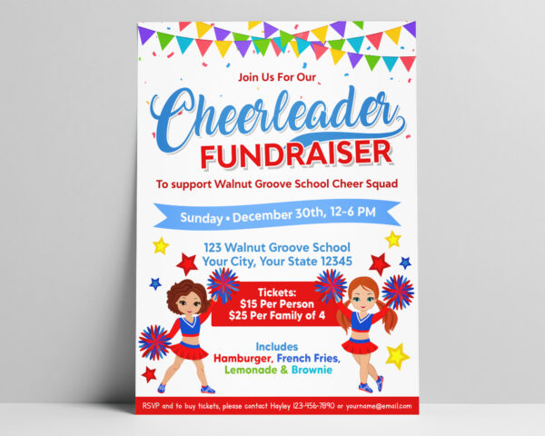 Editable Cheerleader Fundraiser Flyer, Sport Cheer Team Party Template ...