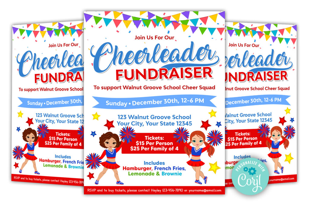 Editable Cheerleader Fundraiser Flyer, Sport Cheer Team Party Template ...