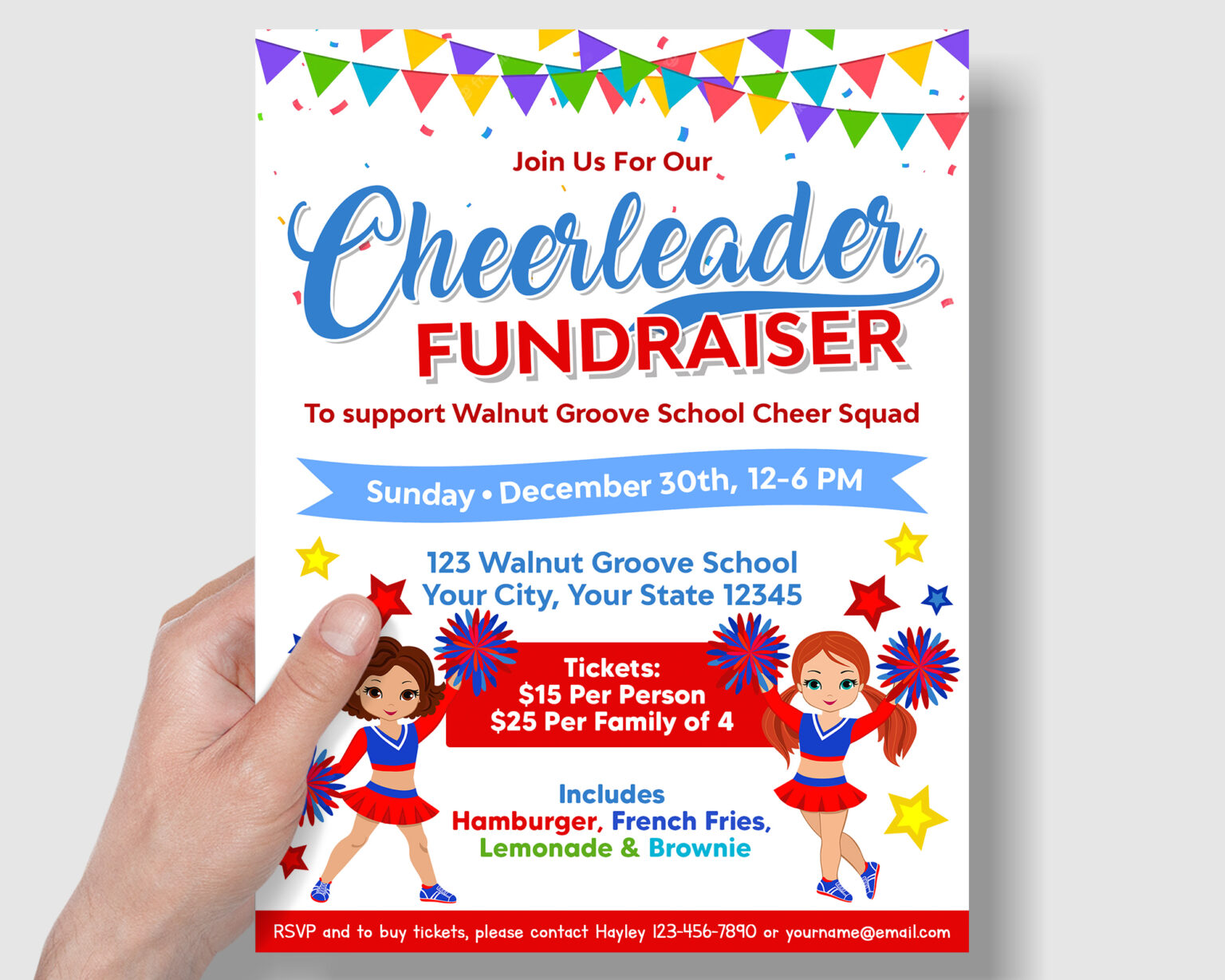 Editable Cheerleader Fundraiser Flyer, Sport Cheer Team Party Template ...
