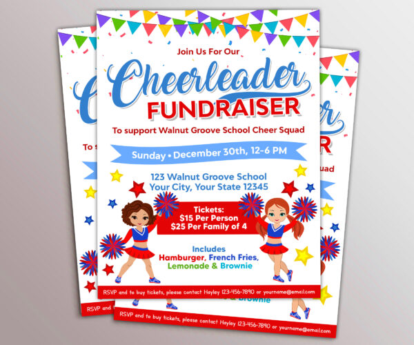 Editable Cheerleader Fundraiser Flyer, Sport Cheer Team Party Template ...
