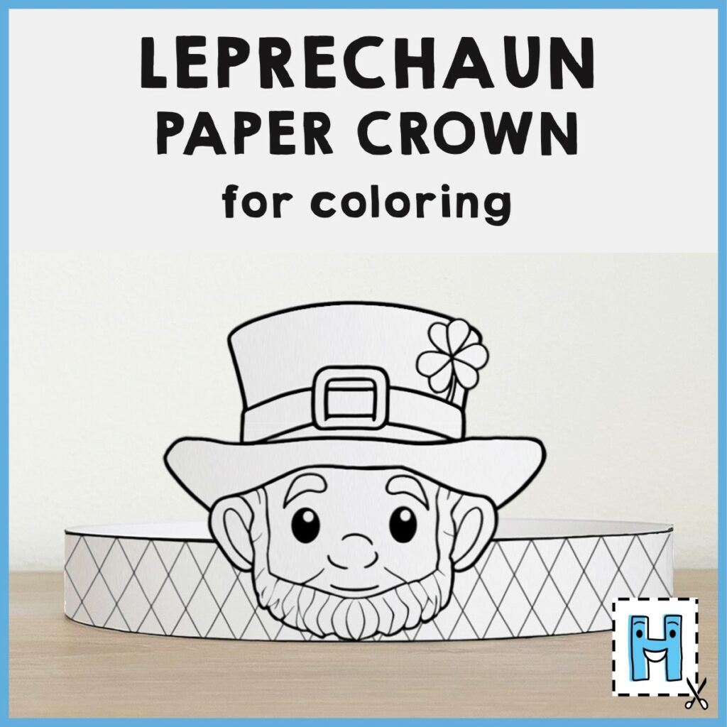 Leprechaun Paper Crown Headband Printable Coloring St. Patrick’s Day ...