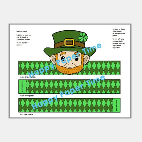 Leprechaun Paper Crown Headband Printable St. Patrick’s Day Craft ...