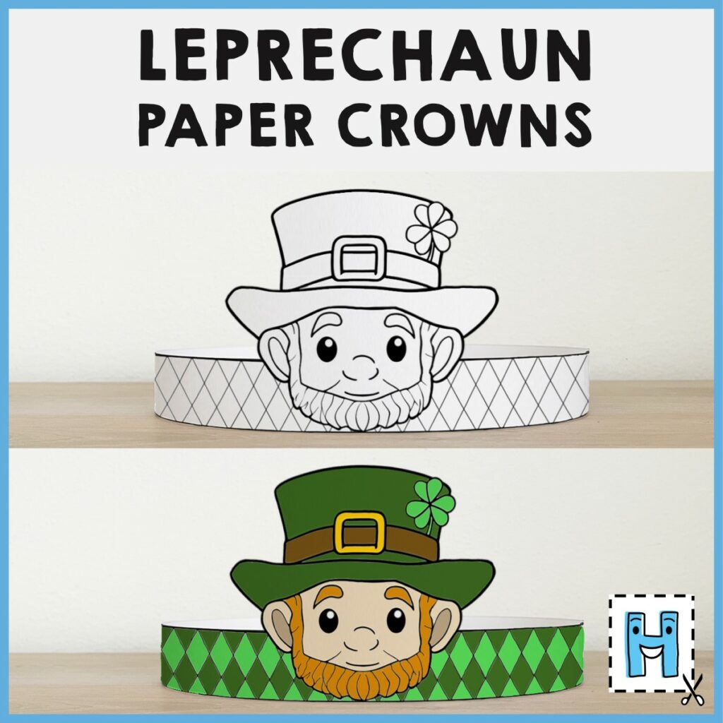 Leprechaun Paper Crown Headband Printable Coloring St. Patrick’s Day ...
