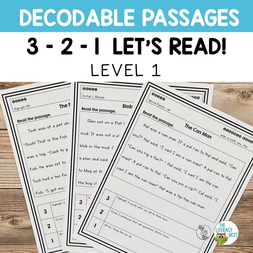 Orton-Gillingham Decodable Text Reading Passages Level 1 | Made By Teachers