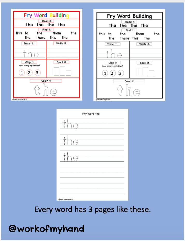 First 100 Fry Words, Find, Trace, Write, Color | Made By Teachers