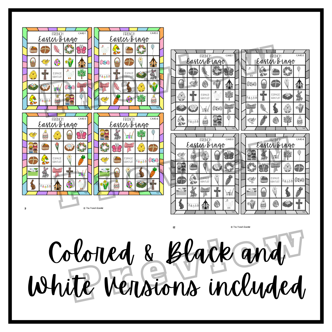 FRENCH Easter / Pâques Jeu de BINGO [With 32 different cards & Calling ...