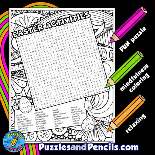 Easter Activities Word Search Puzzle with Coloring | Easter Wordsearch ...